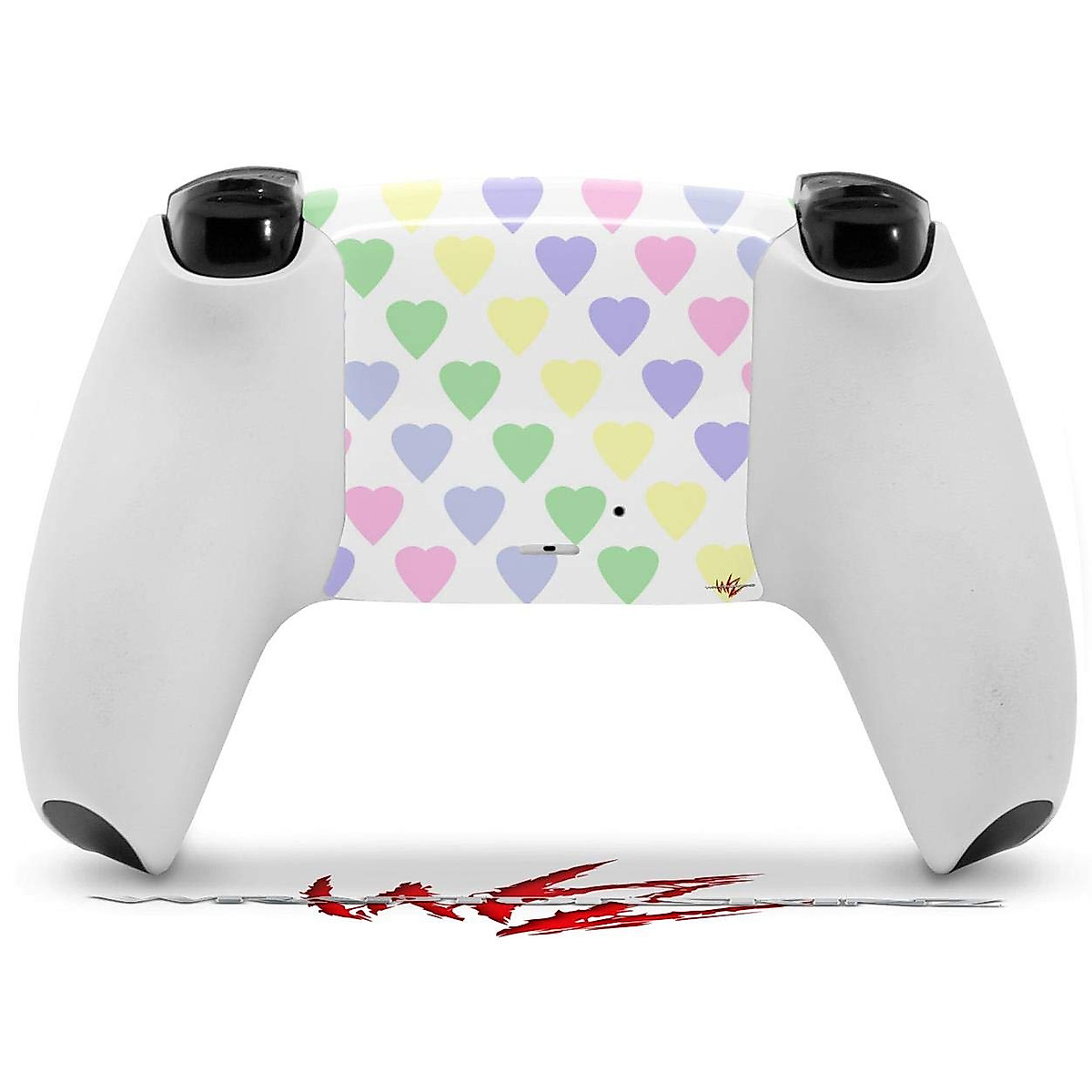 WraptorSkinz Skin Wrap compatible with Sony PS5 DualSense Controller Pastel Hearts on White (CONTROLLER NOT INCLUDED)