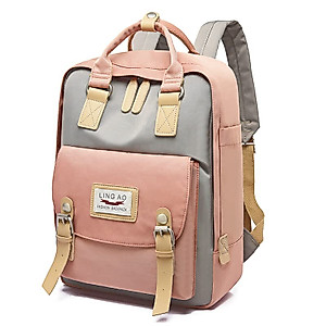 HIQUAY Waterproof Cool Teenage Girls' Backpack Students Backpack Outdoor Daypack - School, Travel, Workbag (pink&grey)