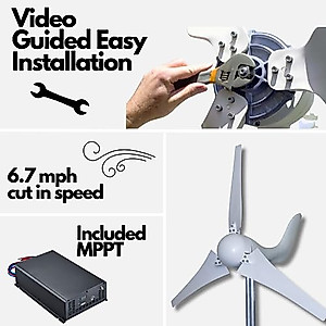 Automaxx Windmill 400W 12V Land and Marine Wind Turbine Generator kit. Inbuilt MPPT Charge Controller + Automatic and Manual Braking System with Amps Meter. DIY Installation.