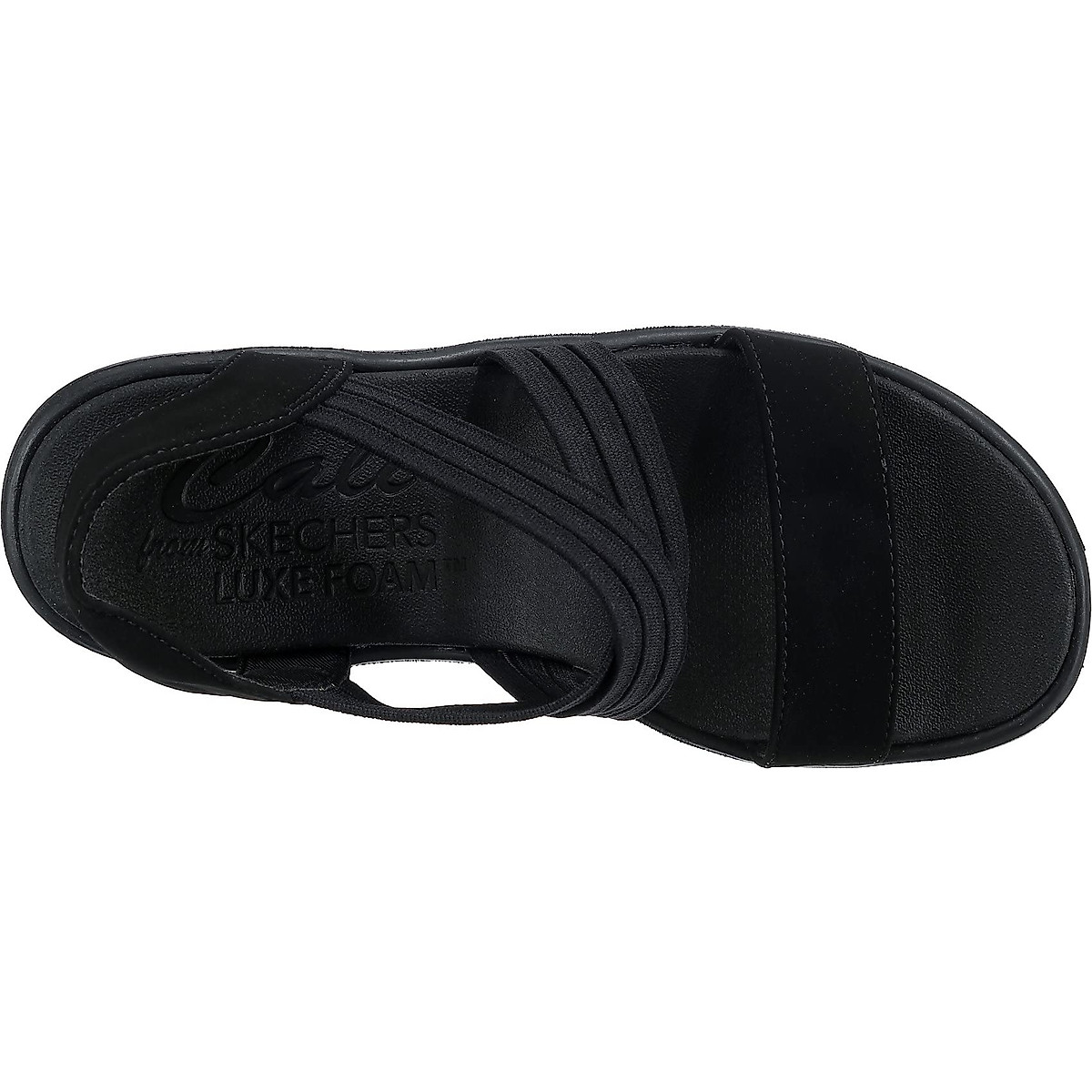 Skechers Women's Wedge Sandal, Black/Black, 8