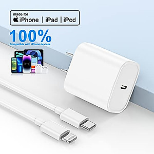 【Apple MFi Certified】 3Pack iPhone 14 13 12 11 Fast Charger,Apple Block USB C Fast Wall Plug with 6ft USB C to Lightning Cable for iPhone14/13/13Pro Max/12/12 Pro Max/11/11Pro Max/XS/XR/X,iPad