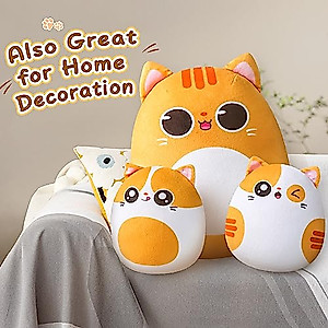 Officygnet Cat Plush Toy, Set of 3 Cute Cat Stuffed Animals Plushies, Kawaii Soft Cat Plush Pillow for Kids Girls, Perfect Christmas Birthday Gifts
