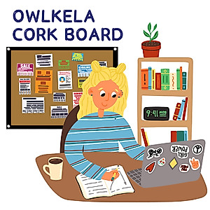 OWLKELA 14.6 X 11 Inch Cork Board Bulletin Board, Wall-Mounted Presentation, Message Notice Pin Board, Perfect for Office & Home Decor, School, Cubicle