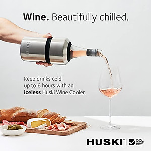 Huski Wine Chiller | Award Winning Iceless Design | Keeps Wine Cold up to 6 Hours | Wine Accessory | Next Generation Ice Bucket | Fits Some Champagne Bottles | Perfect Gift for Wine Lovers (Stainless)