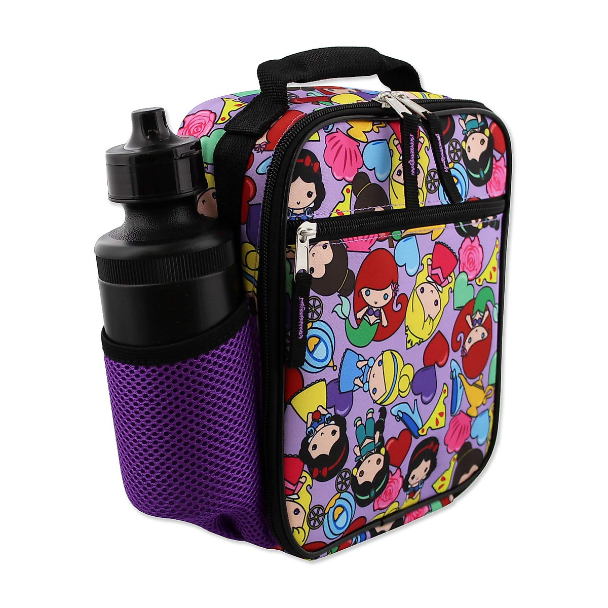 Disney Princess Emoji Girl's Soft Insulated School Lunch Box (One Size, Purple)