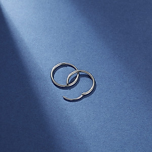 Milacolato G23 Titanium Hoop Earrings for Women Men Hypoallergenic Hinged Huggie Hoop Earrings Cartilage Helix Sleeper Lightweight Small Hoop Earring Silver, 8mm