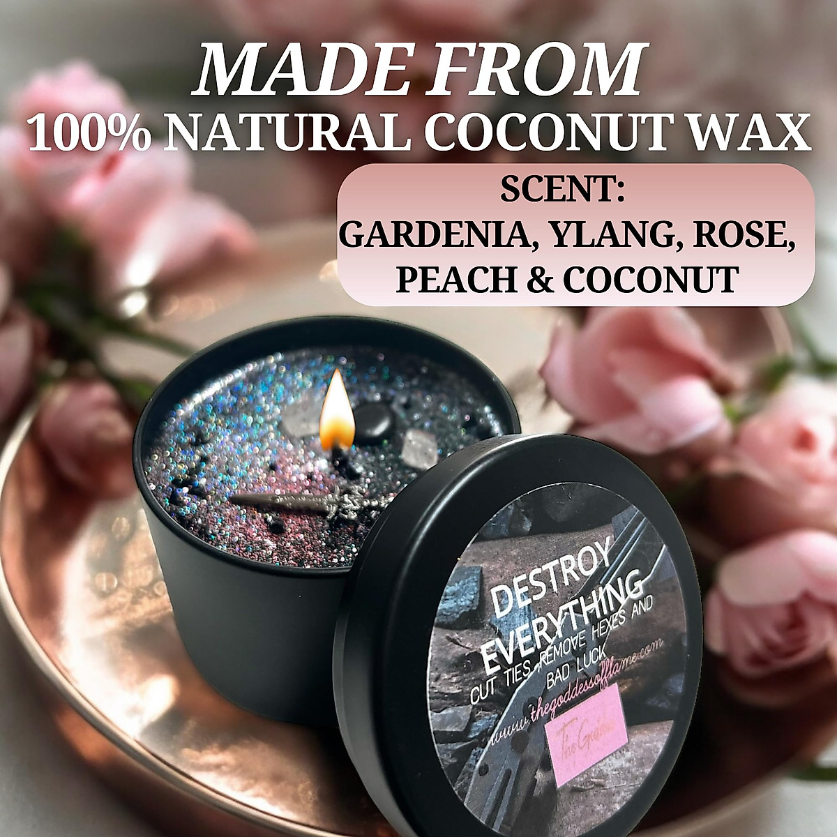 Destroy Everything Spiritual Candle to Cut Ties, Remove hexes and Bad luck | Energy cleansing | Soy Candles Non Toxic | Sage Candle | Cleanse Your Home & Calm and Relax (Small 4oz)