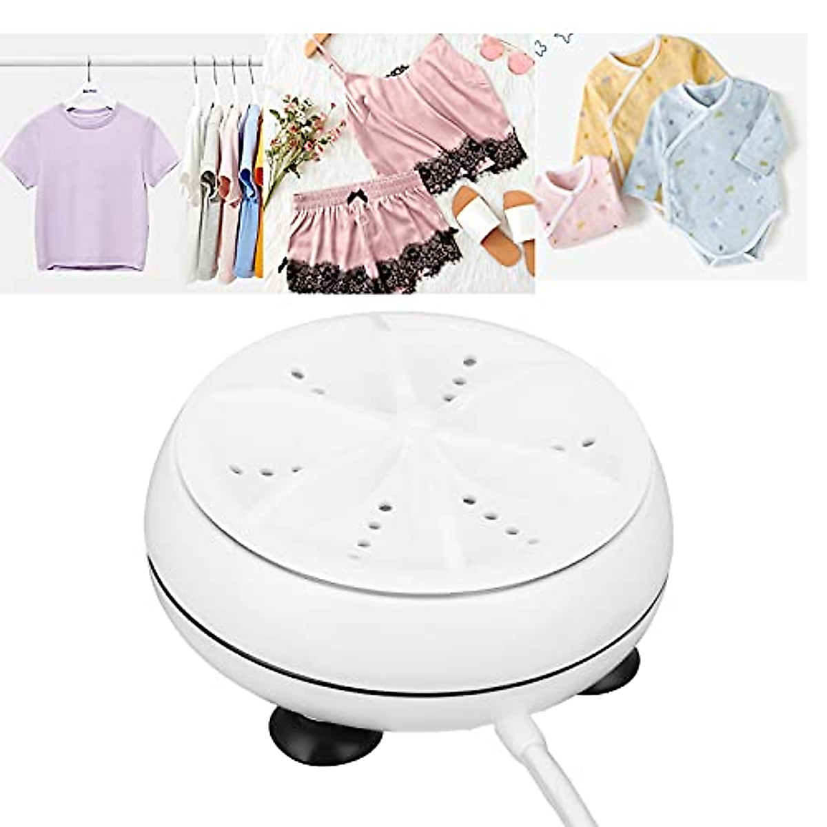 Portable Washing Machine Ultrasonic Turbine Washer with 4 Gear Adjustment White for Family US Plug 100-240V(white)