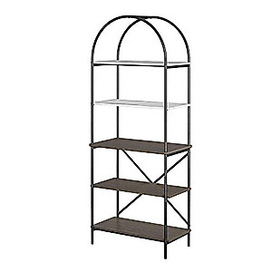 CosmoLiving by Cosmopolitan Vivinne 5 Shelf Oak Bookcase, Gray (Wood Grain)