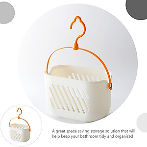 DOITOOL Hanging Shower Caddy Plastic Hanging Shower Basket Portable Kitchen Organizer Storage Basket with Hook for Home Bathroom Kitchen, White Plastic Shower Caddy Basket