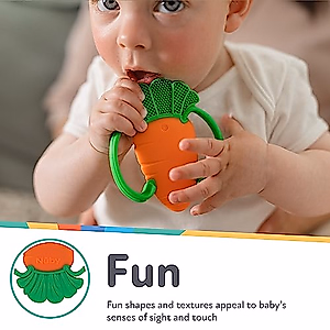 Nuby Veggie Teether for Teething Relief - Soft Baby Teething Toy - 3+ Months - Carrot