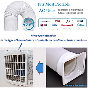 Portable Air Conditioner Exhaust Hose Coupler, 5.9 inch / 6 inch Coupling, Square to Round Window Adapter, A/C Unit Tube Connector, Mobile Air Conditioning Accessories