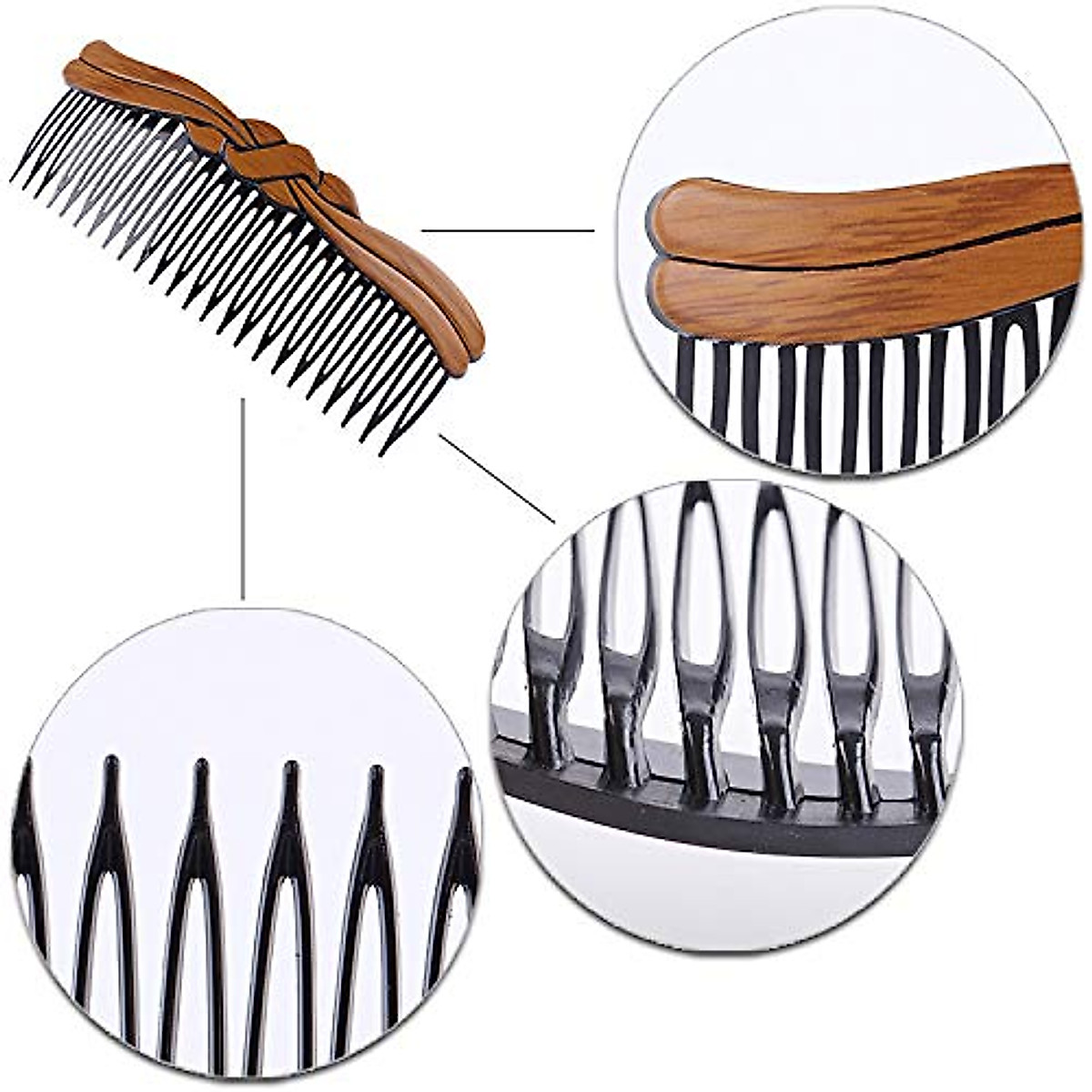 ShungFun Women Hair Side Comb Retro Wooden Hair Comb Pin Clips Hair Fork Pigtail Holders for Hair Styling Accessories