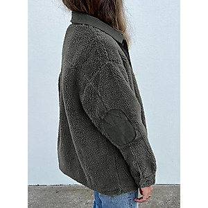 Dokotoo Womens Coat Long Sleeve Lightweight Buttons Sherpa Jackets Fleece Corduroy Winter Coats Fashion Plus Size Lapel Jacket for Women Outwear Grey XX-Large