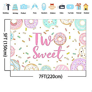 Avezano Two Sweet Donut Birthday Backdrop Sweet Donut Second Birthday Party Background 7x5ft Vinyl Sprinkles Donut Themed Birthday Party Decorations Backdrops for Girls