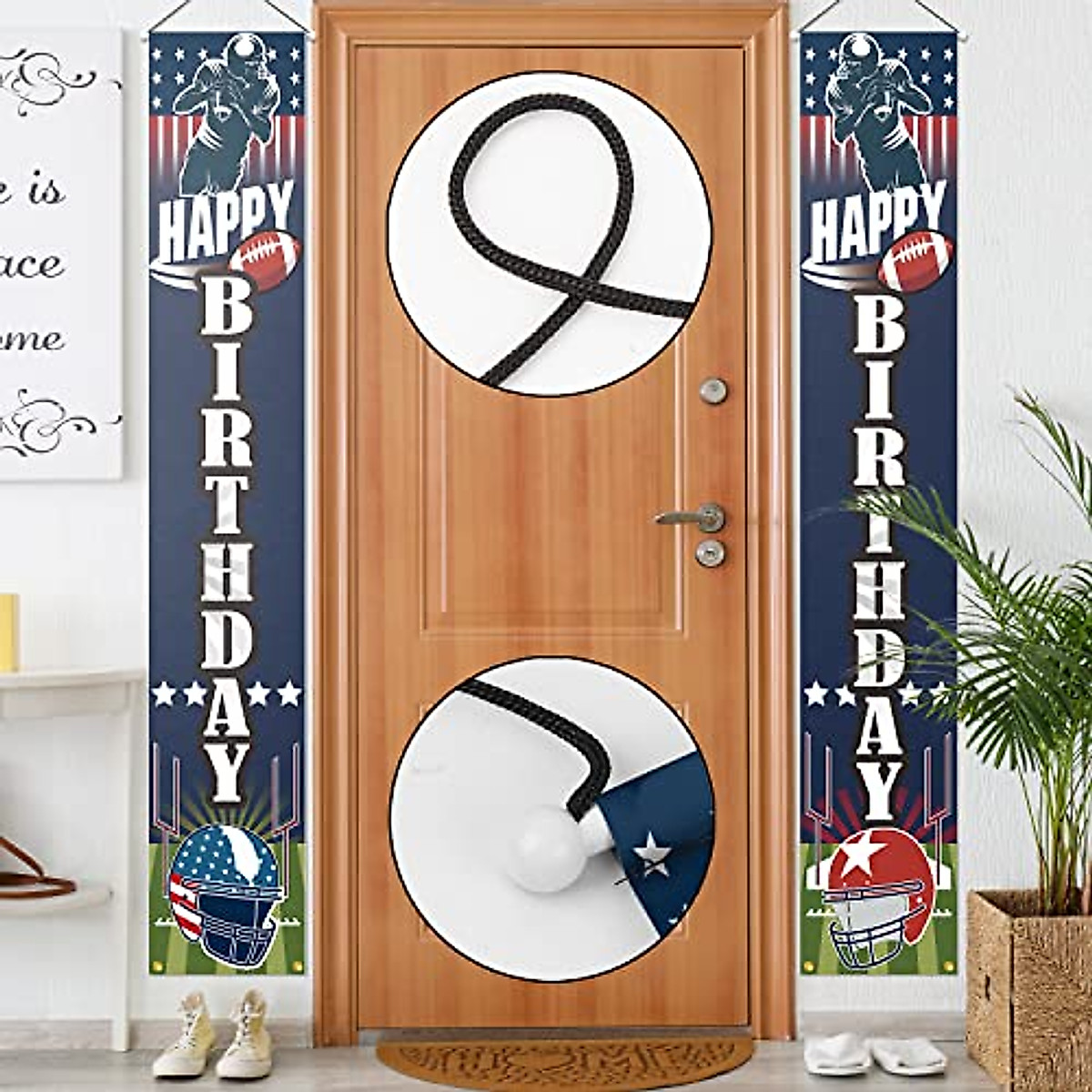 5665 Football Birthday Porch Sign Door Banner Decor Blue – Sport Super Bowl Game