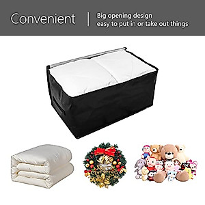 BLKDOTS Jumbo Size House-moving Storage Bags, Water-resistant with Strong Handles, Zip Closure, Black, Pack of 2