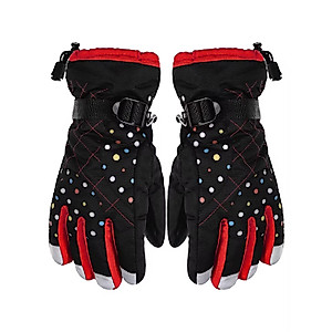 SATINIOR Women Winter Ski Gloves Waterproof Snow Gloves Warm Snowboard Gloves for Cold Outdoor Activities (Black)