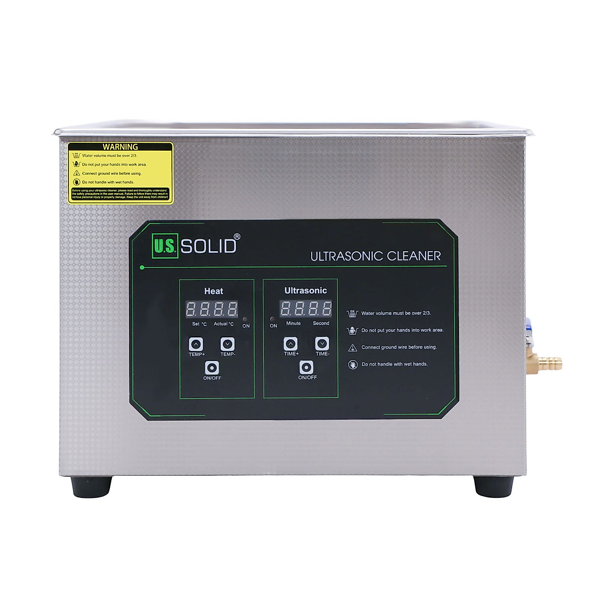 U.S. Solid Ultrasonic Cleaner, 40 KHz Stainless Steel Ultrasonic Cleaning Machine with Digital Timer and Heater for Industrial and Jewelry, 176?, FCC,CE,RoHS (15L)