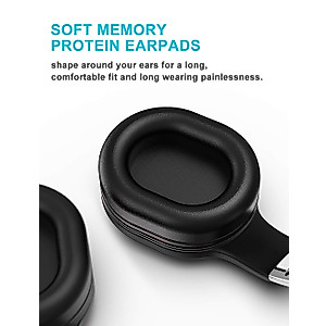 Meseto Wireless Bluetooth Noise Cancelling Headphones with Microphone, Foldable Over-Ear Headset with Comfortable Protein Earpads, 60 Hours Playtime, for Travel/Work, Black