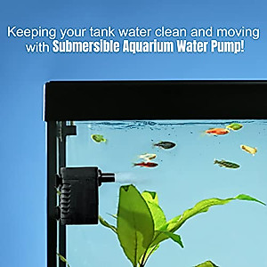 SunGrow 55 GPH 3W Small Outdoor Submersible Cat & Dog Water Fountain Pond Pump, Aquarium Fish Tank Mini Water Pump for Statuary, Hydroponics, Tabletop Fountain, Pet Fountain, For 3-5 Gallons Tank