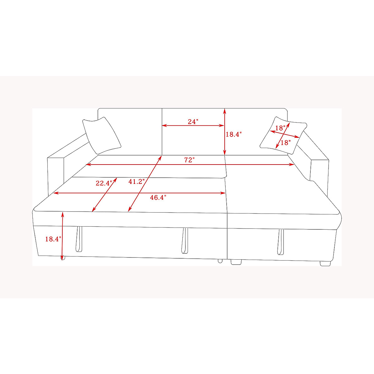 Bonrcea Sleeper Sectional Sofa with Storage Sofabed, Black