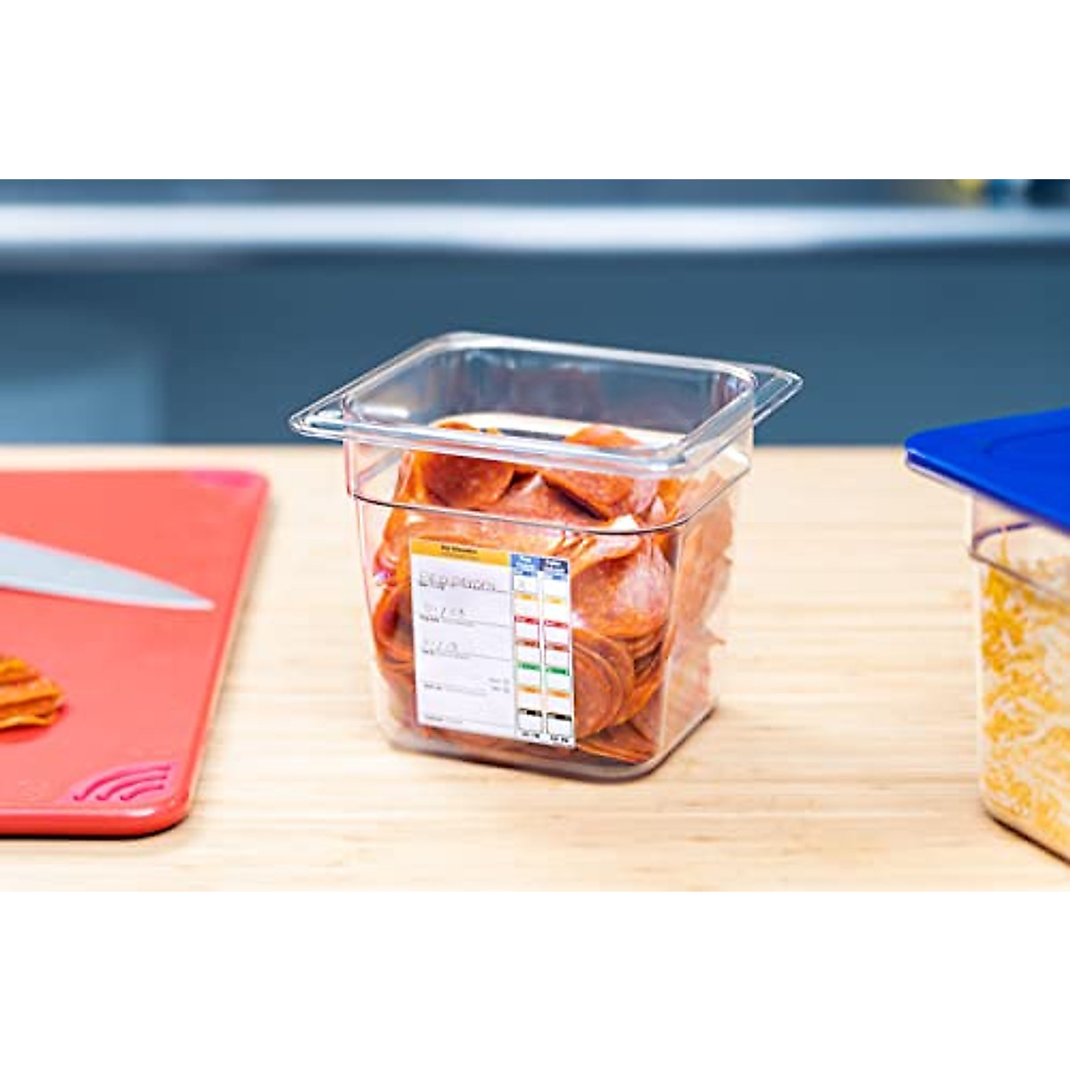 Carlisle FoodService Products StorPlus Plastic 1/6 Food Pan with Integrated Label For Restaurants, 2.5 Quarts, Clear