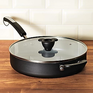 Farberware Disney Monochrome Ceramic Cookware Nonstick Saute Pan with Lid and Helper Handle, Dishwasher Safe, 4.5 Quart - Black