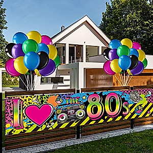41 Pieces 80s Party Decoration Set I Love 80s Banner with 40 Balloons Large 1980s Hip Hop Sign Backdrop Retro Boombox Background for Hip Hop Party Photo Booth Props Supplies 70.8 x 15.7 Inch (80s)