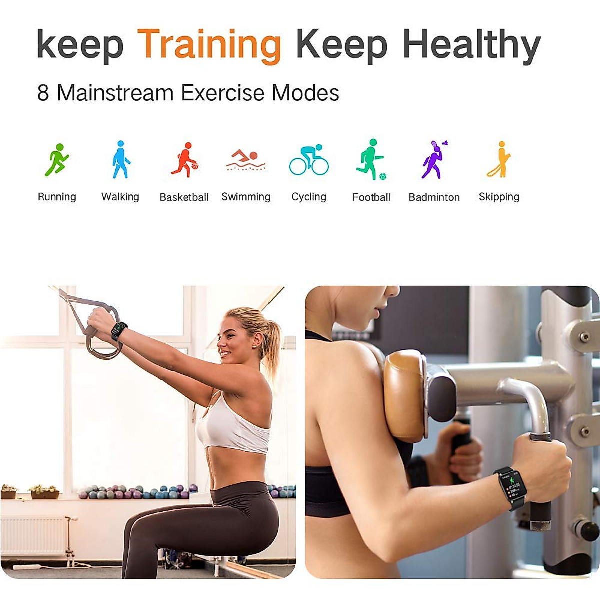 Smart Watch, 1.69'' Touch Screen Fitness Tracker Watches for Men Women,IP67 Waterproof Sport Smartwatch with Heart Rate Monitor,Sleep Monitor, Pedometer, Stopwatch Activity Tracker for Android/iOS