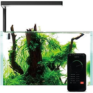 ONF Flat Nano+ 20-inch APP Remote Control Freshwater LED Aquarium Light, Timer Dimmable Day & Night Cycle, 2-9 Gallon Rimless Fish Tank, Terrarium Light for Potted Plant and Succulent IP54 Waterproof