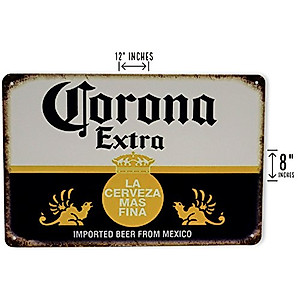 Corona Beer Man Cave Decor Metal Bar Sign | La Cerveza Alcohol Cervezas Extra | Party Home Bar Decor | Retro Vintage Bar Signs Size: 8x12 Inches