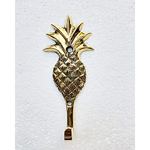 Brass Pineapple Decorative Wall Mount Hooks Set of 2 Pieces Sculpture Unique A Excellent Item for Home | Office | Restaurant Decorative Item Statue Coat Hook by INDIAART12, Height - 12 cm
