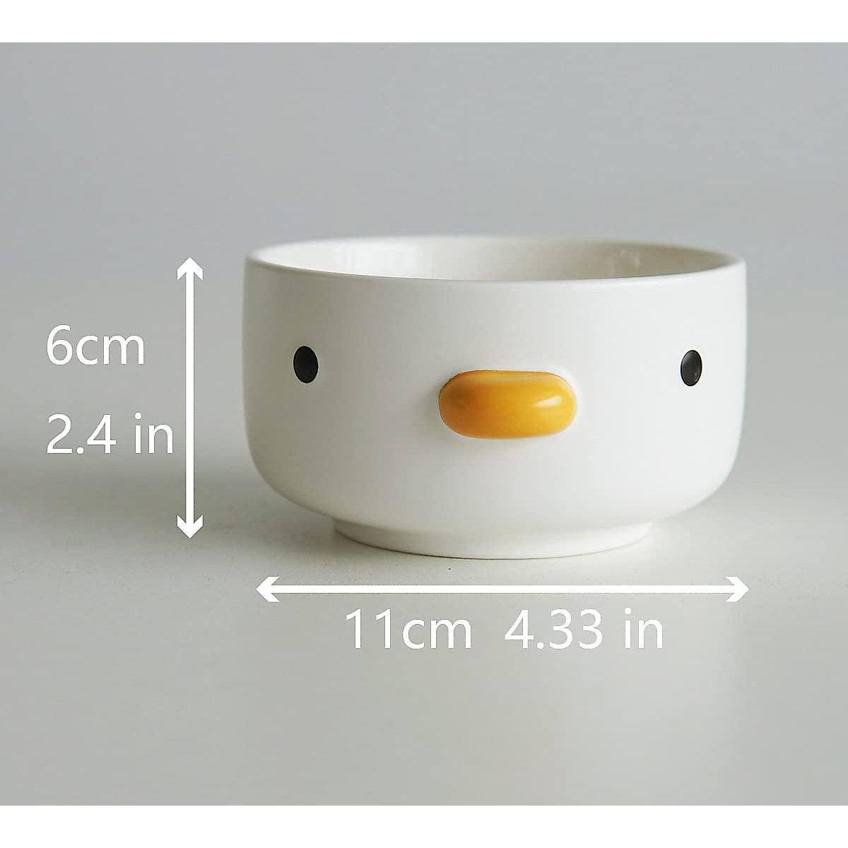 PURROOM Funny Cute Chick Small Salad Bowls, Handmade Glaze Duck Safety Ceramics 14oz Soup Bowls, 4.3'' Rice Bowl, Home Family, Friend.