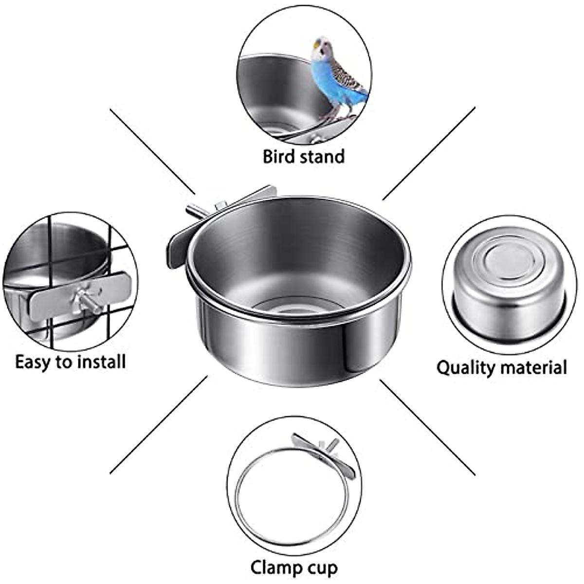 4 Pcs Stainless Steel Parrot Treat Holder, Food Skewer, Bird Fruit and Vegetable Kebab, Meat Stick, Parrot Cage Feeder, Hanging Basket