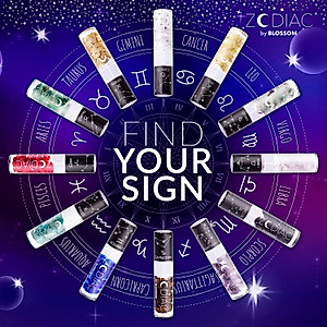 Blossom Iridescence Watermelon Flavored, Longlasting High Gloss, Glitter Shimmer Crystal Lip Gloss + Zodiac Sign Vanilla Scented Roll On Lip Gloss with Crystals, 2 Pack Bundle, Tourmaline Dream/Virgo