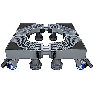 Mini Fridge Stand Mobile Base With 4 Locking Refrigerator Wheels And 8 Strong Feet For Washer Dryer Washing Machine Stand Pedestal, Refrigerator Stand, Adjustable Appliance Dolly Square, Moving Roller