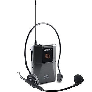EXMAX EX-938 Wireless Headset Microphone Tour Guide System Interpreter Transmitter Translator in Your Ear for Church Translation Simultaneous Interpretation (UHF-938-SingleTransmitter)