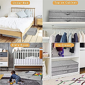 Under Bed Storage, 2 Pack Clothing Storage Bags W/ Upgraded Handles, Large Capacity Underbed Shoe Container Organizer, Breathable Dorm Essentials Bins for Blanket, Pillows, Comforters & Quilts, Beige