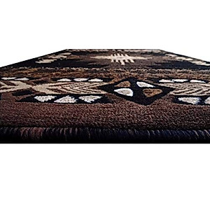 South West Native American Door Mat Area Rug Design C318 Black (24 Inch X 40 Inch)