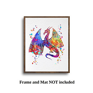 Dignovel Studios 8X10 Unframed Dragon Fantasy Medieval Watercolor Art Print Poster Wall Art Office Home Decor DN538
