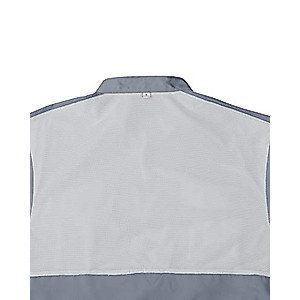 Alimens & Gentle Men's Short Sleeve UPF 40 Sun Protection Wicking Fabric Outdoor Fishing Shirt, Grey, Large