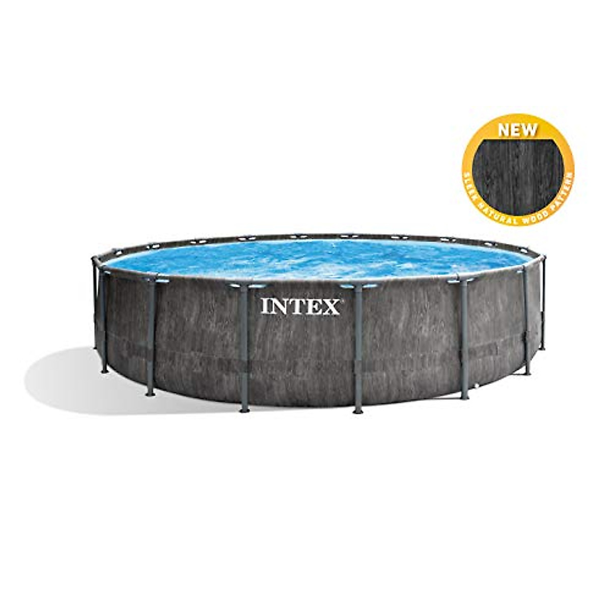Intex Greywood Prism Frame 15' x 48" Round Above Ground Outdoor Swimming Pool Set with 1000 GPH Filter Pump, Ladder, Ground Cloth, and Pool Cover