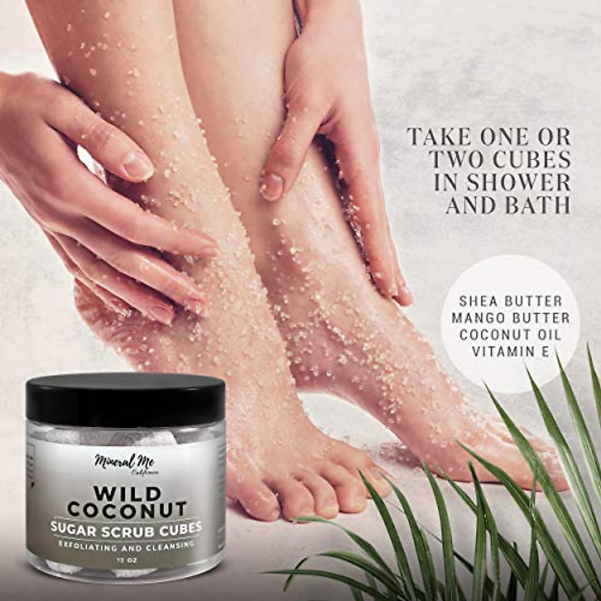 Body Scrub Exfoliator - 12oz COCONUT Sugar scrub cubes w/Mango Butter & Shea butter- Ultra Hydrating & Moisturizing - All Natural & Organic for all body exfoliation- For hands, arms legs, elbow & foot