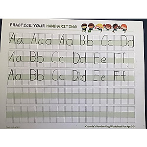 Channie’s Practice Handwriting & Printing Paper Workbook One Page A Day, 250 Pages Front & Back, 125 Sheets, Grades PreK – 1st, Size 8.5” x 11” Summer School, Summer Bridge