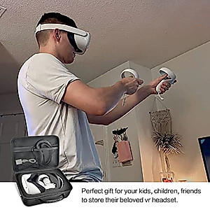 Carrying Case Compatible with Oculus Quest 2/ for Meta Advanced All-in-One Virtual Reality Headset/Touch Controllers/Elite Strap VR2 Accessories with Silicone Face Cover, Lens Protector-Black