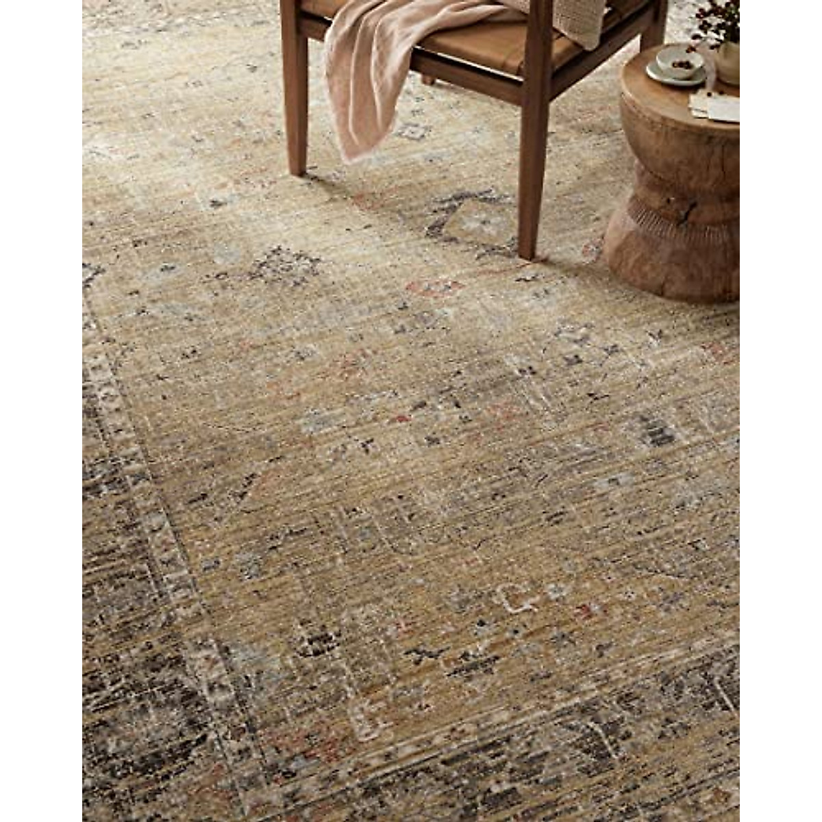 Magnolia Home by Joanna Gaines x Loloi Millie Collection MIE-03 Gold / Charcoal 2'-3" x 3'-10" Accent Rug