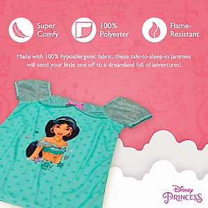 Disney Girls' Princess 2-Piece Loose-Fit Pajamas Set, LOVE JASMINE 2, 8