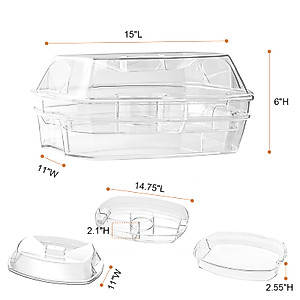 IVYHOME Fruit Trays for Serving for Party, Chilled Veggie Tray, Shrimp Cocktail Serving Dish, Appetizer Serving Platter for Parties, with Lid and 4 Compartments