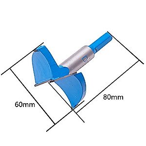 Hegebeck Forstner Drill Bit, 60mm Carbide Woodworking Hole Saw, Wood Drilling Cutter Boring Drill Bits with Hex Handle, for Wood, Plastic, Plywood, Blue, 1pcs